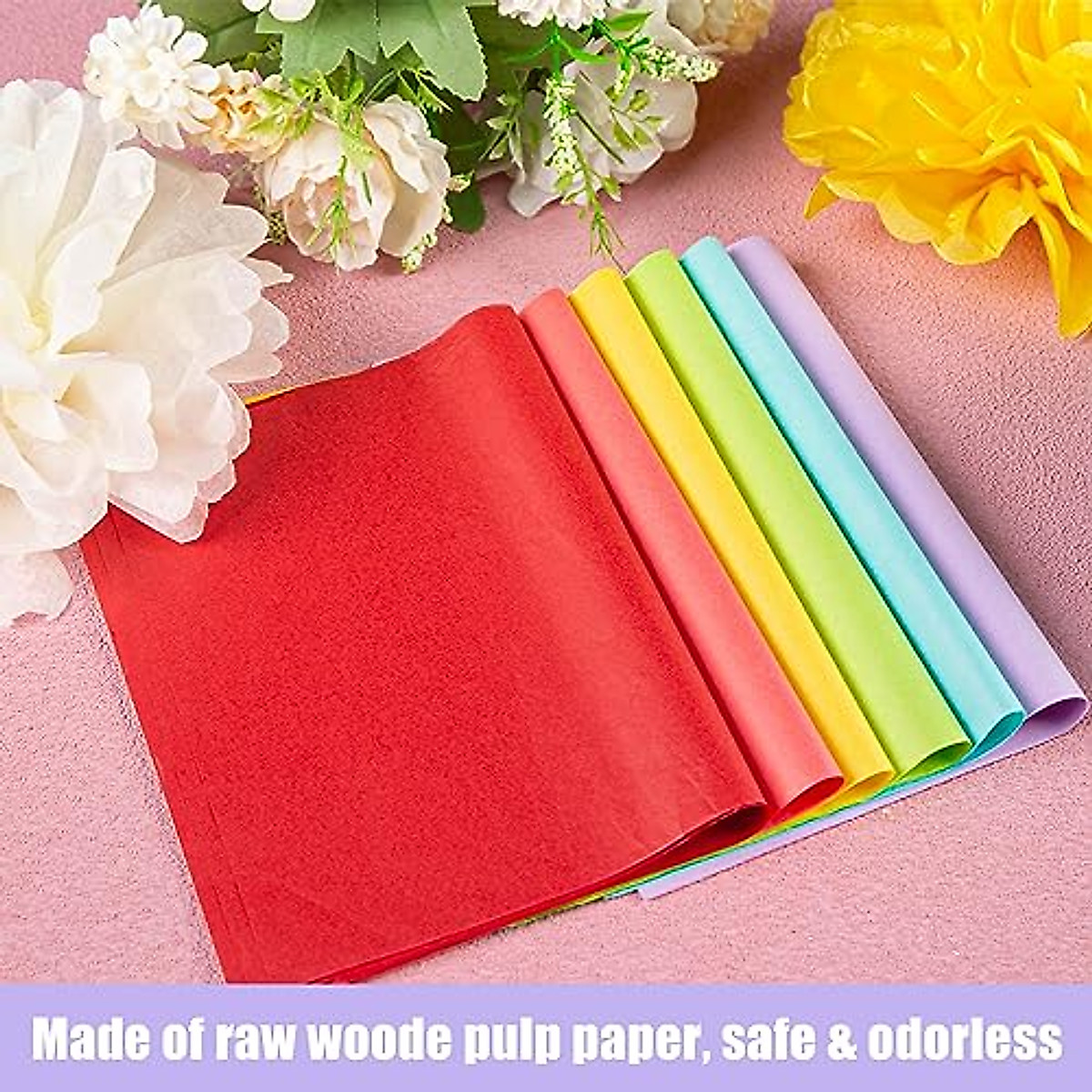 VGOODALL 450 Sheets Multicolor Tissue Paper, Gift Wrapping Paper 11.5x8 Inch Craft Tissue Paper for Holiday Birthday Gift Wrapping DIY Project 40 Assorted Colors
