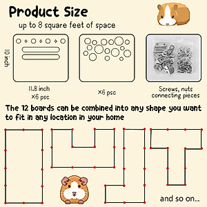 Teabelle Guinea Pig Playpen Cage, 4ft x 2ft Large Clear Play Area for Small Animal, Transparent Acrylic DIY Panel, Habitats for Guinea Pig Dwarf Rabbit Hedgehog Chinchillas Hamster (50"x25"x10")