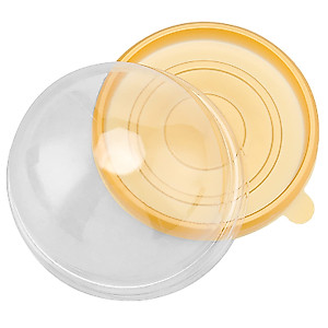 MUKLEI 200 Pack 3 Inch Plastic Mini Cake Box, Clear Cupcake Box with Dome Lids, Dome Muffin Single Container Round Plastic Cupcake Holders for Mooncakes, Cookies, Desserts, Gold Base