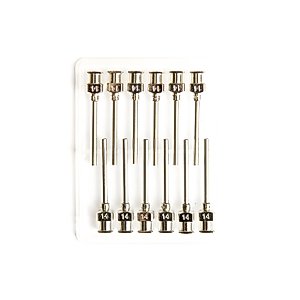 Dispense All - 12 Pack - 14 Gauge 1 Inch All Metal Blunt Tipped Dispensing Needle, Stainless Steel, Luer Lock | Refill Cartridges and Transfer Viscous Liquids Oils Glycerin Distillate Epoxy Adhesive