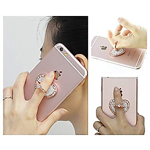 Cell Phone Ring Holder,360° Rotation Diamond Metal Finger Ring Grip for iPhone iPod iPad Samsung Galaxy and Other Smartphones (Rosegold)
