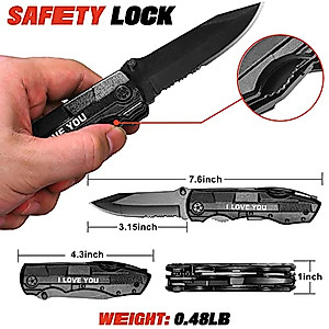 ZAVIT Gifts for Boyfriend Husband Him, Multitool Knife“I LOVE YOU”, Anniversary Unique Gifts for Him, Christmas Stocking Stuffers, Valentines Day, Birthday Gift Ideas, Boyfriend Gifts.