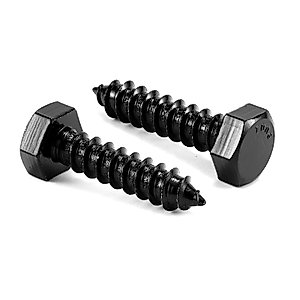 5/16" x 1-1/4" Hex Head Lag Screws Bolts 20Pcs 304 Stainless Steel 18-8, Partial Thread, Hexagon Head Wood Screws by Black Oxide by SG TZH