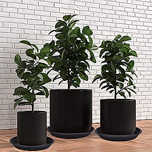 SAUCERHOME Plant Saucer 16 inch, 4 Pack 17 inch (16.8") Plastic Large Flower Planter Plant Pot Saucers and Drip Tray for Indoors Outdoors, Thick Heavy Sturdy Durable Plant Plate Water Catcher (Black)