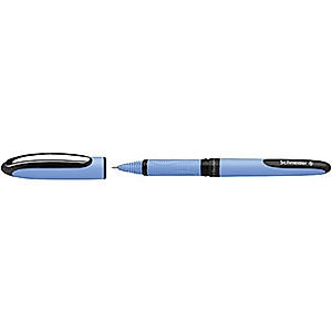 Schneider One Hybrid N Rollerball Pen, 0.3 mm Hybrid Needle Tip, Light Blue Barrel, Black Ink, Box of 10 Pens (183401)