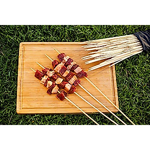 Mohy Marshmallow S'mores Roasting Sticks 36 Inch Long 5mm Thick Heavy Duty, 110 Pieces. Disposable Wooden Skewers w/Portable Cloth Bag, Perfect for Fire Pit Hot Dog Sausage Decoration, Safe for Kids