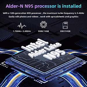 ZWYING laptop【MS 2019 office & Win 11 Pro】 14 inch 4K （3840 * 2160） All Metal 2 in 1 360° Convertible Laptop with Touchscreen 12th Alder Lake-N95 (up to3.4GHz) DDR5 12GB/512GB SSD Tablet Notebook PC