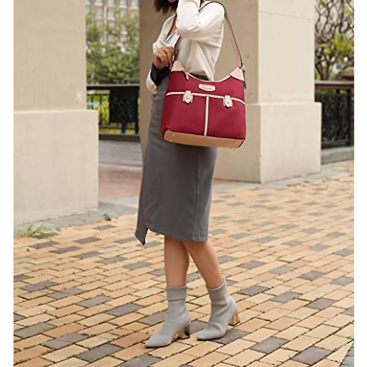 MKF Collection Shoulder Bag for Women, Nylon Handbag Purse, Top-Handle Hobo Bag And Wallet