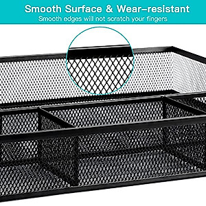 HUANUO Desk Drawer Organizer- 5 Compartments Large Space,16.2 x 12.2 x 2.36 Inches,Multi-use Storage Box Set for Office,Bathroom, Kitchen, Makeup