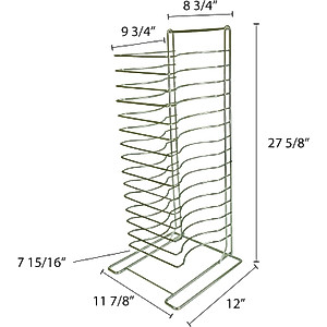 TrueCraftware- 15 Tier Chrome Plated Pizza Pan Rack- Pizza Pan Rack Holder Safe Sturdy 15- Slot Pizza Pan Rack for Pizza Pan Pizza Trays Pizza Screens for Home Kitchen Restaurant Catering