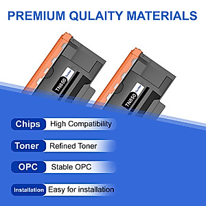 Tounker TN850 High Yield Toner Cartridge Compatible for Brother TN850 TN 850 TN-850 TN820 TN-820 for MFC-L5850DW MFC-L5700DW HL-L6200DW MFC-L5900DW MFC-L6800DW HL-L5200DW Printer (2 Black)