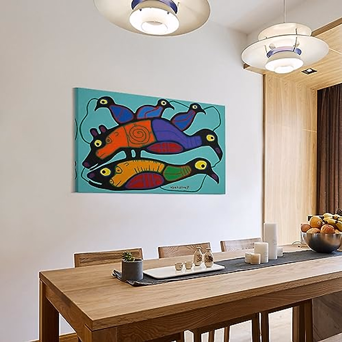 Norval Morrisseau Prints Loon Spirits Transforming Poster Gifts Canvas Painting Poster Wall Art Decorative Picture Prints Modern Decor Framed-unframed 16x24inch(40x60cm)