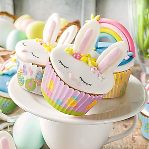 Patelai 600 Pcs Easter Cupcake Liners Mini Easter Baking Cups Egg Bunny Chick Wrappers Paper Liners for Easter Party Decorations Supplies