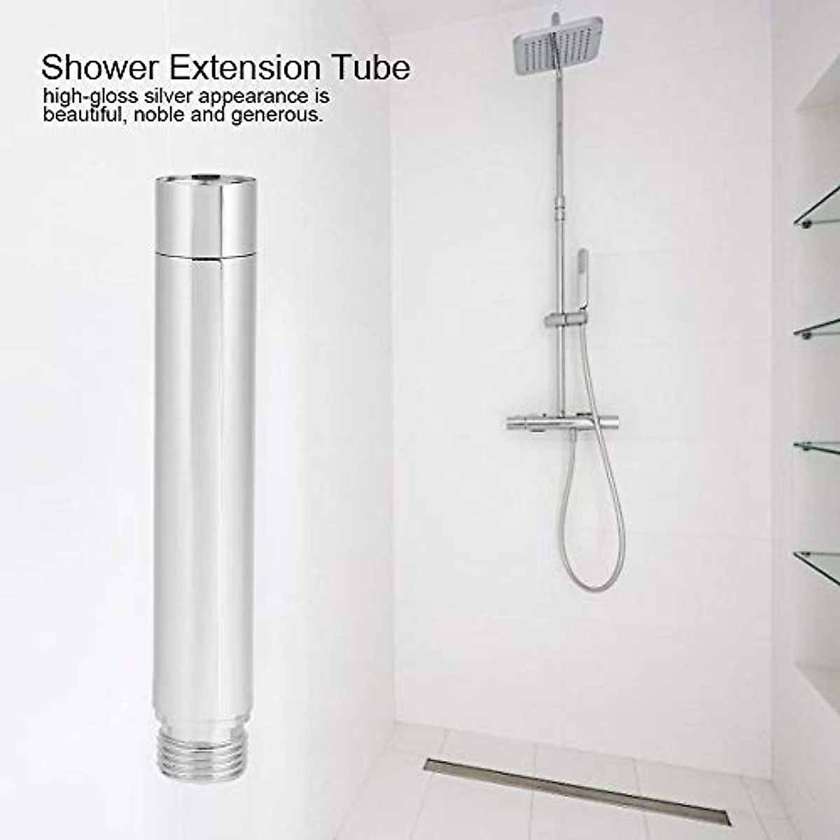 4inch Shower Extension Tube Stainless Steel Round Pipe Handheld Shower Unit for Bathroom Accessory