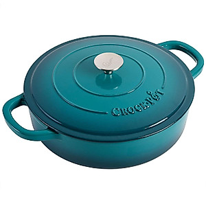Crock-Pot Crock Pot Artisan Enameled Cast Iron Braiser W/Lid, 5 Quart, Teal Ombre