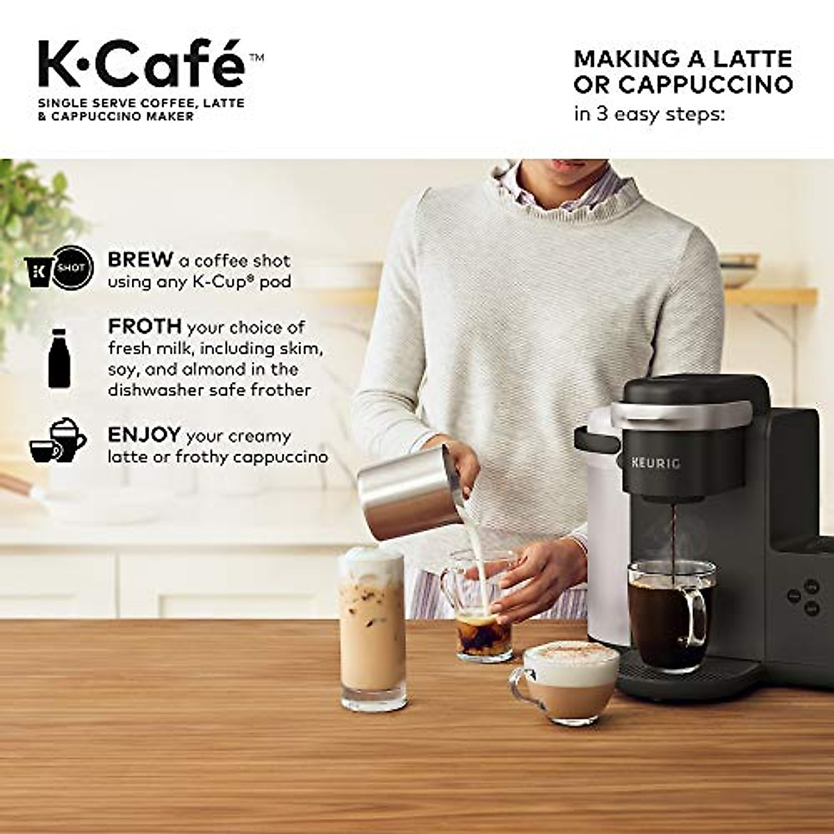 Keurig K-Café Single Serve & Carafe Coffee Maker with Starbucks Medium Roast Variety Pack, 96ct K-Cup Pods