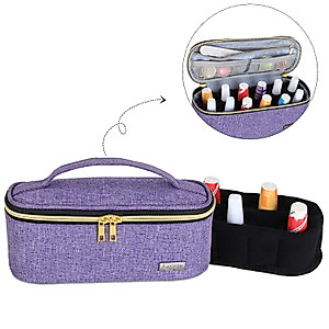 LUXJA Nail Polish Organizer - Holds 12 Bottles (15ml - 0.5 fl.oz), Nail Polish Case for Polish and Small Tools, Purple