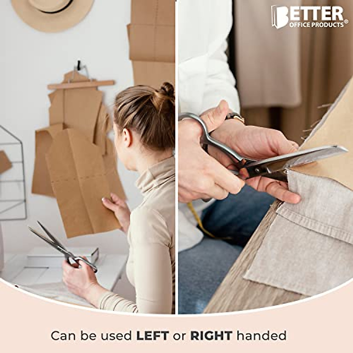 Premium Stainless Steel Sewing Scissors, 8", Ultra Sharp Tailoring Shears, for Dressmaking, Leather Cutting, Fabric, Heavy Duty Fabric Scissors, by Better Office Products