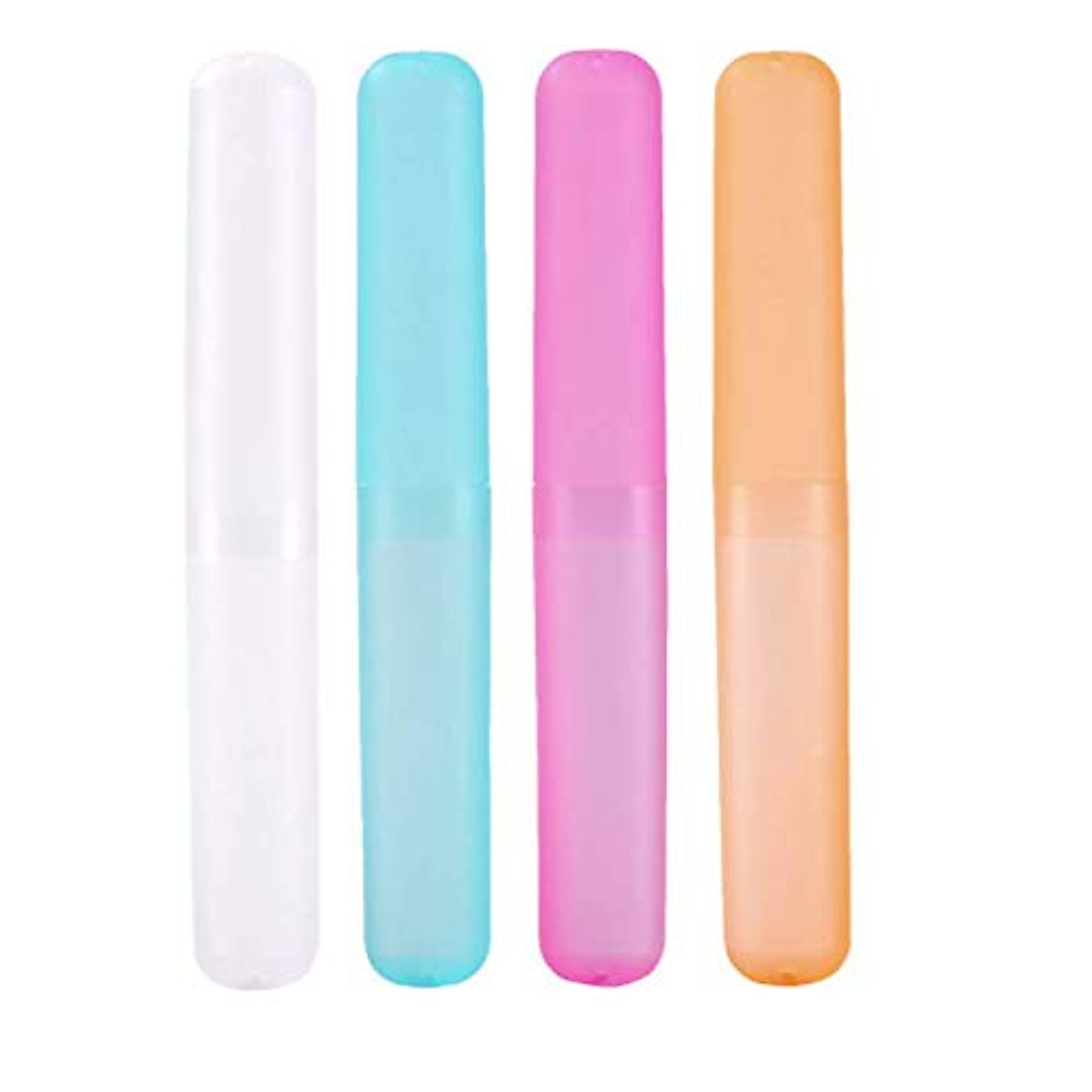LASSUM 4 Pcs Colorful Plastic Toothbrush Case Portable Toothbrush Case Holder for Daily and Travel Use