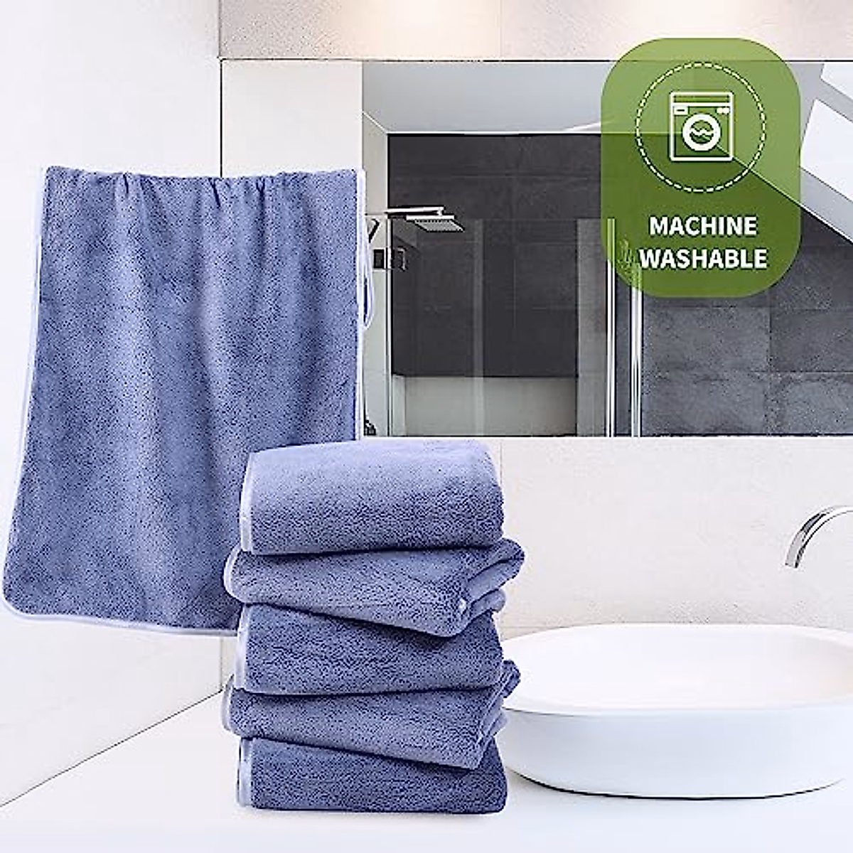 Cosy Family Ultra Soft Microfiber Absorbent Hand Towel Set of 6 - Silk Hemming Towels for Bathroom - Quick Drying - Perfect for Bath, Fitness, Gym, Shower, Hotel, and Spa - 16x28 Inch, Light Teal