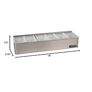 San Jamar Garnish Trays with Hinged Lid for Kitchen, Bar, And Restaurants, Stainless Steel, 18.5 X 6.5 X 4 Inches, Silver