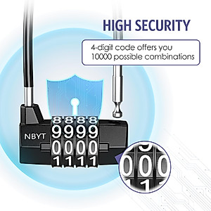 OQIMAX Long Shackle Combination Lock, 4 Digit Weatherproof Handle Padlock for Cabinet Door Outdoor, Resettable Handheld Lock for Travel Bag, Bike, Fence, Luggage School, Fence, Gym Sports Locker