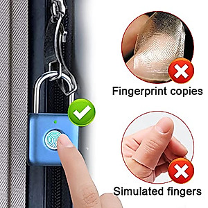 Fingerprint Padlock eLinkSmart Gym Padlock Locker Lock: Blue Metal Keyless Thumbprint Lock for Gym Locker School Locker Backpack Suitcase Luggage