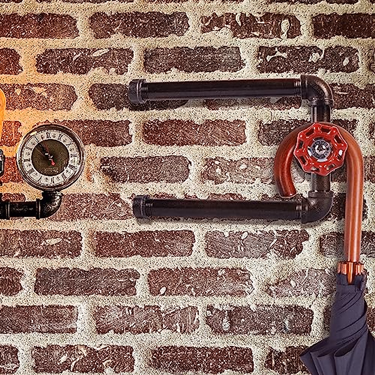 MENZOM Industrial Vintage Wall Mount Towel Rack - Industrial Tubular Paper Towel Rack, Heavy Duty Rustic Iron Pipe Design, Matte Black, with Hardware, for Bath Towels Towels(G)