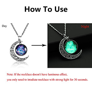 Lcbulu Galaxy Crescent Moon Pendant Necklaces Jewelry for Women18''