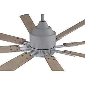 Craftmade FLE70ESP8 Fleming Industrial 70" Outdoor Ceiling Fan with LED Light Kit and Remote & Wall Control, 8 Blades on Energy Saving DC Motor, Espresso