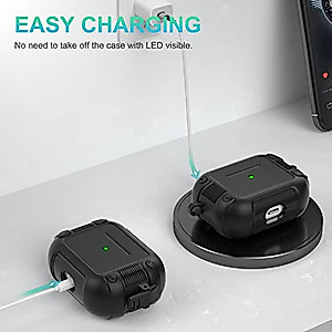 Valkit Compatible Airpods Pro 2 Case Cover with Lock, Military Rugged AirPod Pro 2nd Generation Shockproof Case for Men Women Hard iPod Pro 2 Protective Skin with Keychain for Airpods Pro 2nd Gen