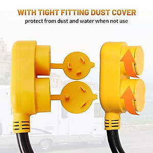 MECMO NEMA L14-30P to TT-30R L5-30R RV Generator Power Adapter, 4 Prong Twist Locking Generator Male Plug to Travel Trailer RV Female Cord 30 Amp RV Splitter for RV Trailer Camper Generator Charging