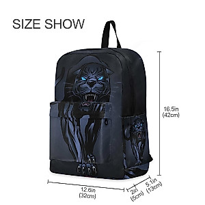 Backpack Travel Rucksack, Roaring Black Panther Lightweight School Bag for Students Teens Girls Boys