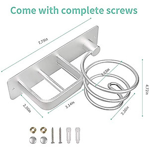 AXUAN Hair Dryer Holder Wall Mount,Bathroom & Bedroom Hair Care Styling Tools Organizer for Flat Iron,Curling Wand,Hair Straightener(Silver)
