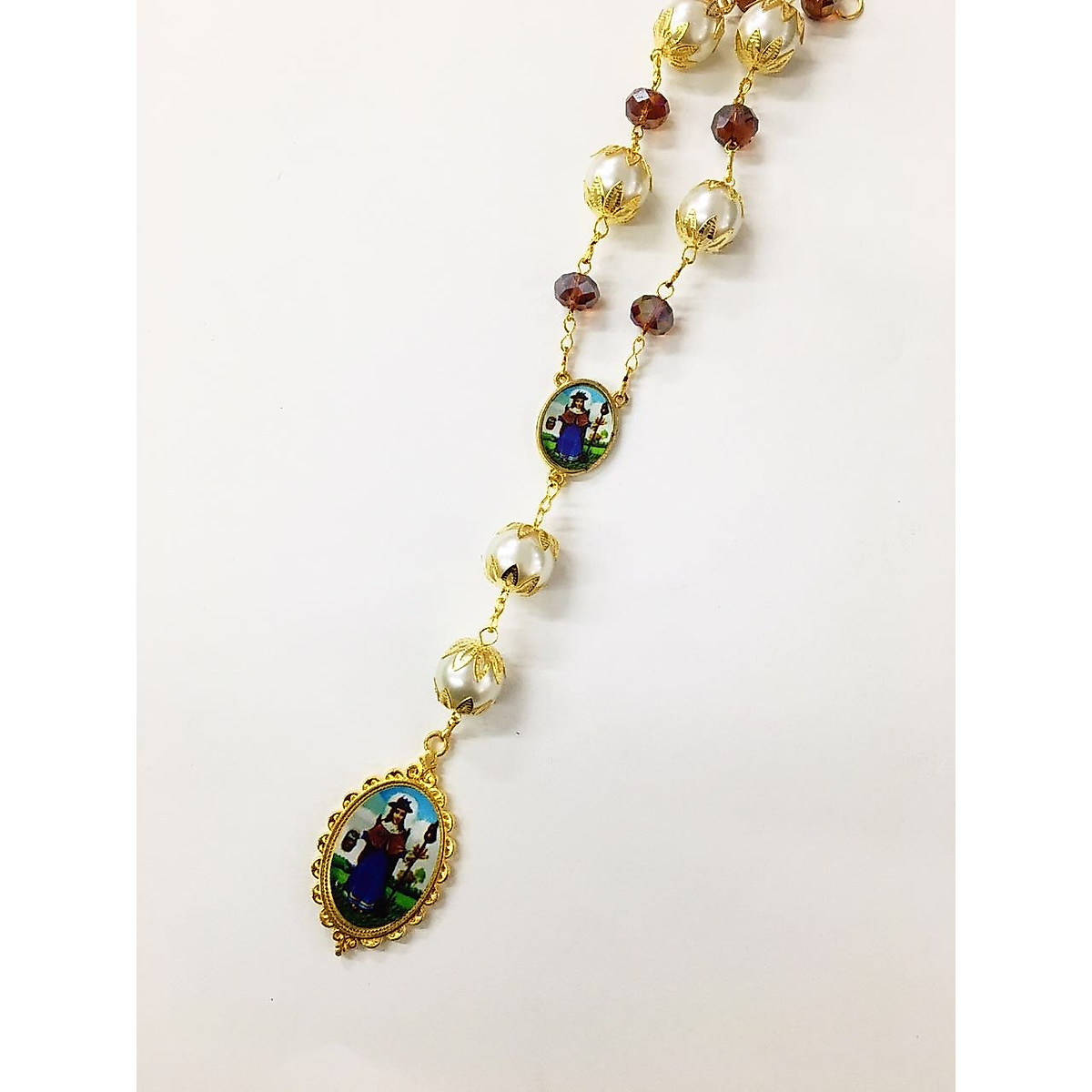 CLGIFT crystal Santo Niño de Atocha (holy infant of atocha) car auto rosary Perfect for First Communions, Baptism,Shower/Religious gift /