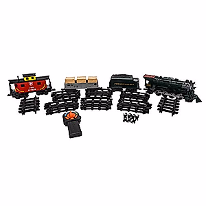 Lionel Battery-Operated Pennsylvania Flyer Freight Toy Train Set with Locomotive, Train Cars, Track & Remote with Authentic Train Sounds, & Lights for Kids 4+