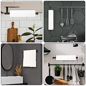 Paper Towel Holder Under Cabinet - Sturdy 304 Stainless Steel Kitchen Paper Towel Holder Wall Mount, Drilling or Self Adhesive Paper Towel Holder for Kitchen, Bathroom, Black