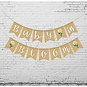 Baby in Bloom Banner Burlap Bunting Banner Garland Sign for Boy Girl Baby Shower Garland Decoration