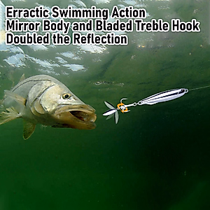 Dr.Fish 3 Pack Jigging Spoons Metal Casting Jigs Bladed Treble Hooks Saltwater Casting Spoons Surf Fishing Lures Vertical Diamond Jigs Mackerel Striper Bluefish Lures 1oz-#4 Hook