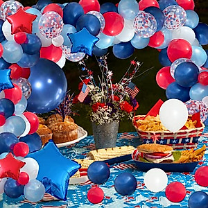JULLIZ 142Pcs Red White and Blue Balloon Arch Garland Kit, Navy Blue for Blue Birthday Baseball Nautical Theme Party Flag Party Election Party July 4th Decorations