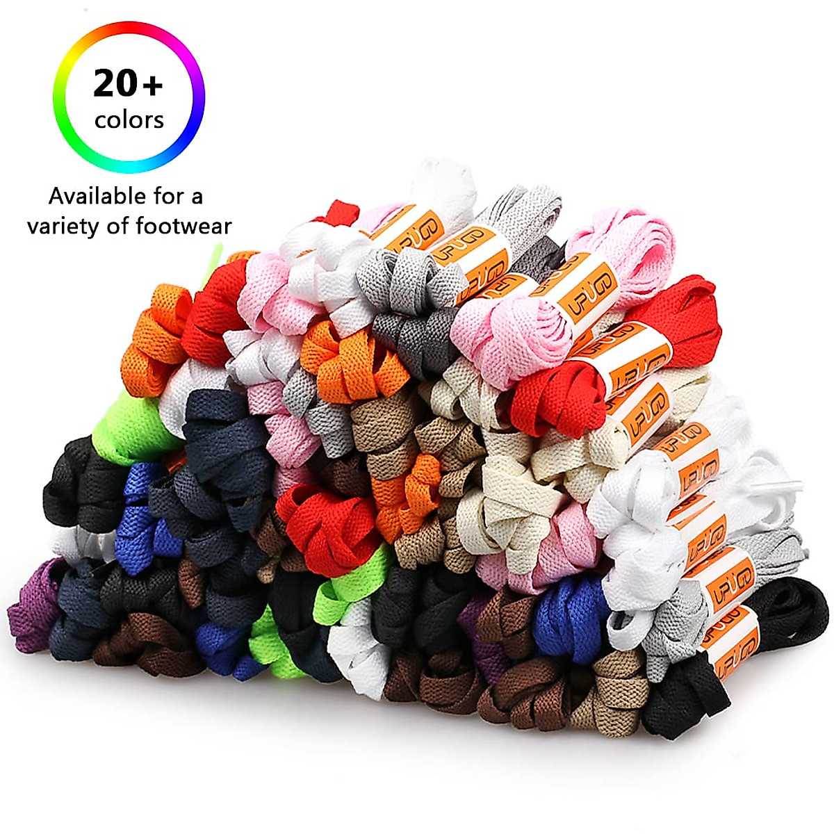 UpUGo 3 Pair Flat Shoe laces, 5/16" Wide Shoelaces for Athletic Running Sneakers Shoes Boot Strings