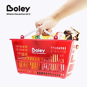 Boley Shopping Basket Toy - Pretend Grocery Shopping Play Set with 24 Realistic Play Food Items - Fruits, Vegetables, Drinks, Meats - Educational and Durable - for Kids and Toddlers Ages 3 and Up