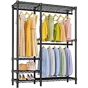 VIPEK V2i Garment Rack for Hanging Clothes, Portable Closet System with 4 Adjustable Shelves & 2 Hanging Rods, Heavy Duty Metal Clothes Rack, Freestanding Wardrobe Closet Rack, Max Load 700lbs