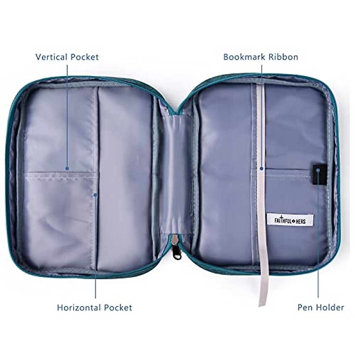 Bible Cover Case with Handle, Front Pockets and Christian Cross Bookmark Sets for Men (Standard-2)