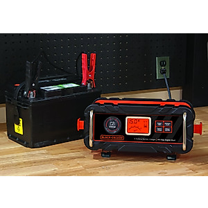 BLACK+DECKER BC15BD Fully Automatic 15 Amp 12V Bench Battery Charger/Maintainer with 40A Engine Start, Alternator Check, Cable Clamps