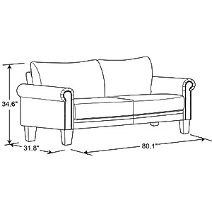 LifeStyle Solutions Arlington Sofa, Charcoal Grey