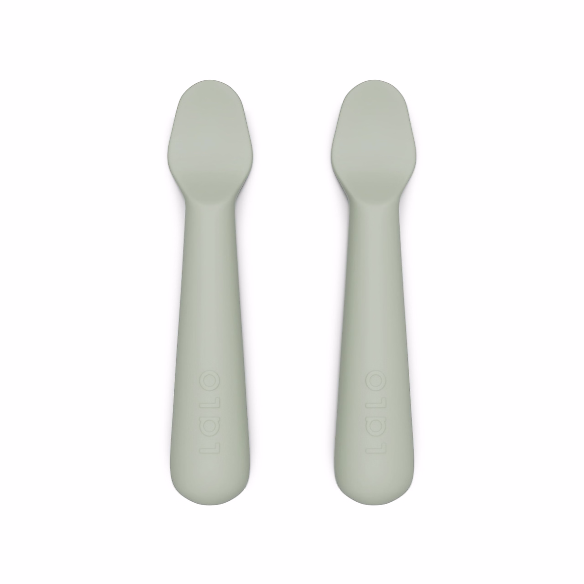 Lalo Little Spoon Set - 2 Piece Baby Spoons Set for Infants & Babies - Made From Food Grade Silicone Dishwasher Safe - Baby Feeding Essentials for Early Stage Mealtime - Sage