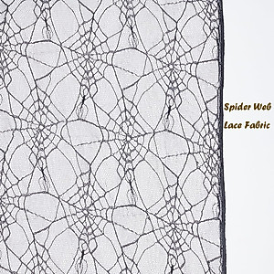 PH PandaHall 70x62 Inch Spider Web Lace Fabric, Black Lace Web Embroidered Lace Sewing Fabric Tablecloth Fabric Lace for DIY Dress Party Overlay Wedding Headwear Curtain Home Halloween Decor