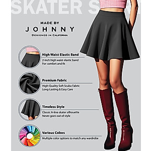 MBJ WB211 Women's Basic Versatile Stretchy Flared Skater Skirt for Girl XXL Charcoal