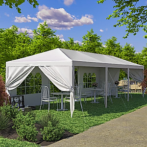 Greesum 10'x30' Outdoor Canopy Tent Patio Camping Heavy Duty Gazebo Shelter Party Wedding BBQ Events with Removable Sidewalls, Waterproof Shelter, Milk White